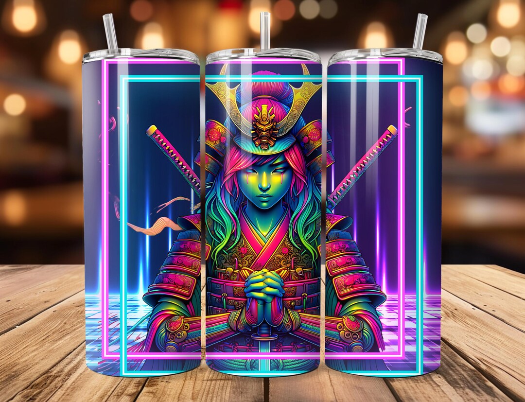 Cyberpunk Anime Geisha Samurai 20oz Tumbler Sublimation Wrap – Instant ...