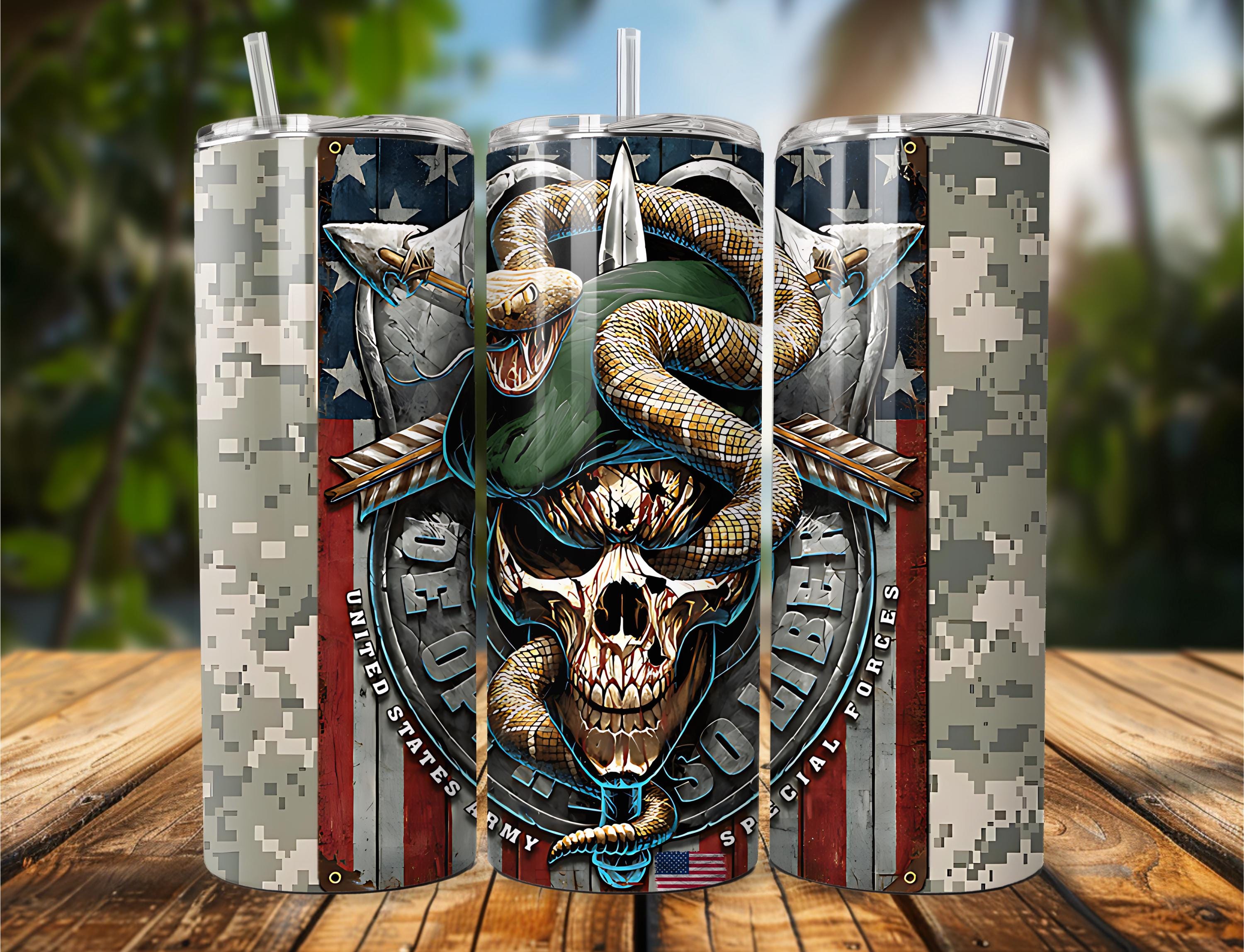 US Army Special Forces Tumbler Wrap Bundle, Camo Green Beret Design ...