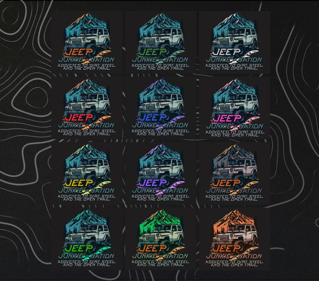 4x4 Junkie-nation 12 Waterproof Vinyl Sticker Bundle Set | 3.0W X 2.8L ...