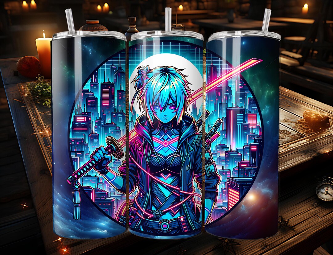 Samurai Geisha Kitsune Galactic Warrior 20oz Tumbler Sublimation Wrap ...