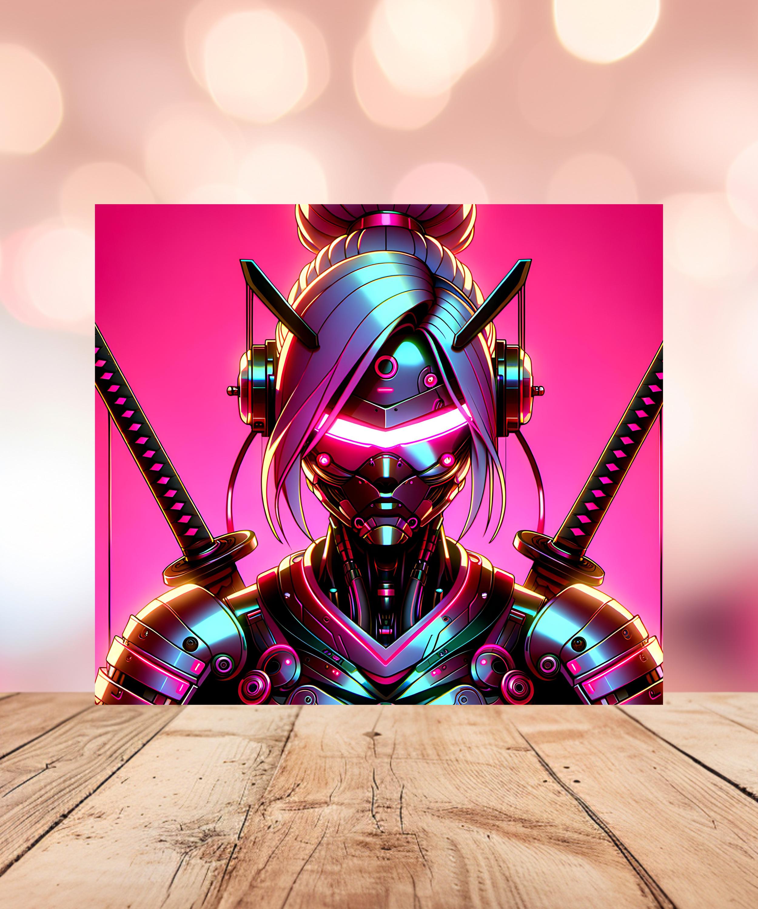 Cyberpunk Samurai Vinyl Sticker Bundle: Neon Geisha, Oni Mask (12-piece ...
