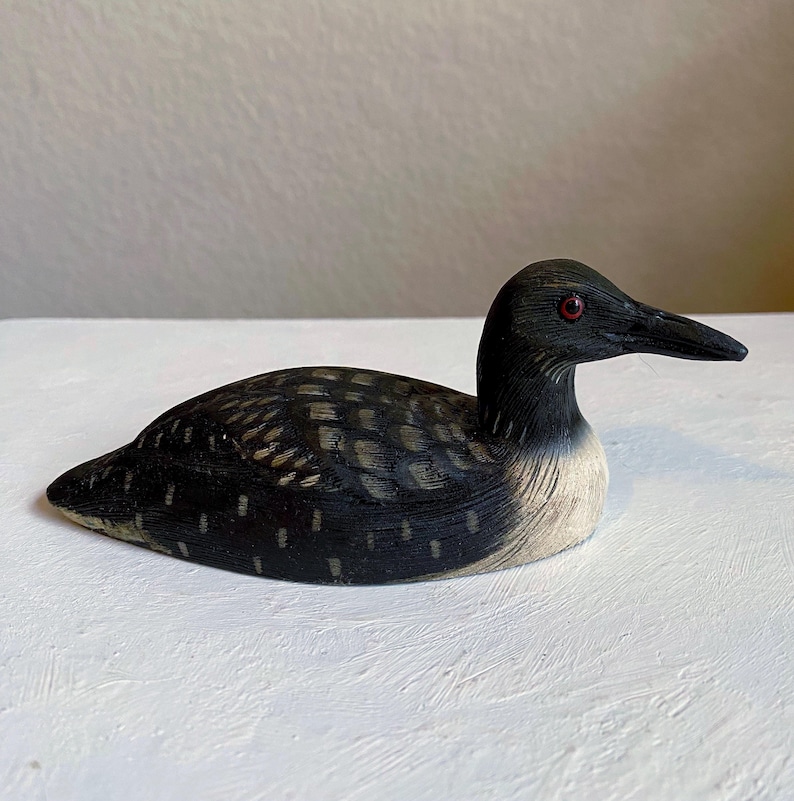 Vintage Handmade/hand Painted Wooden Loon - Loon Figurine - Rustic ...