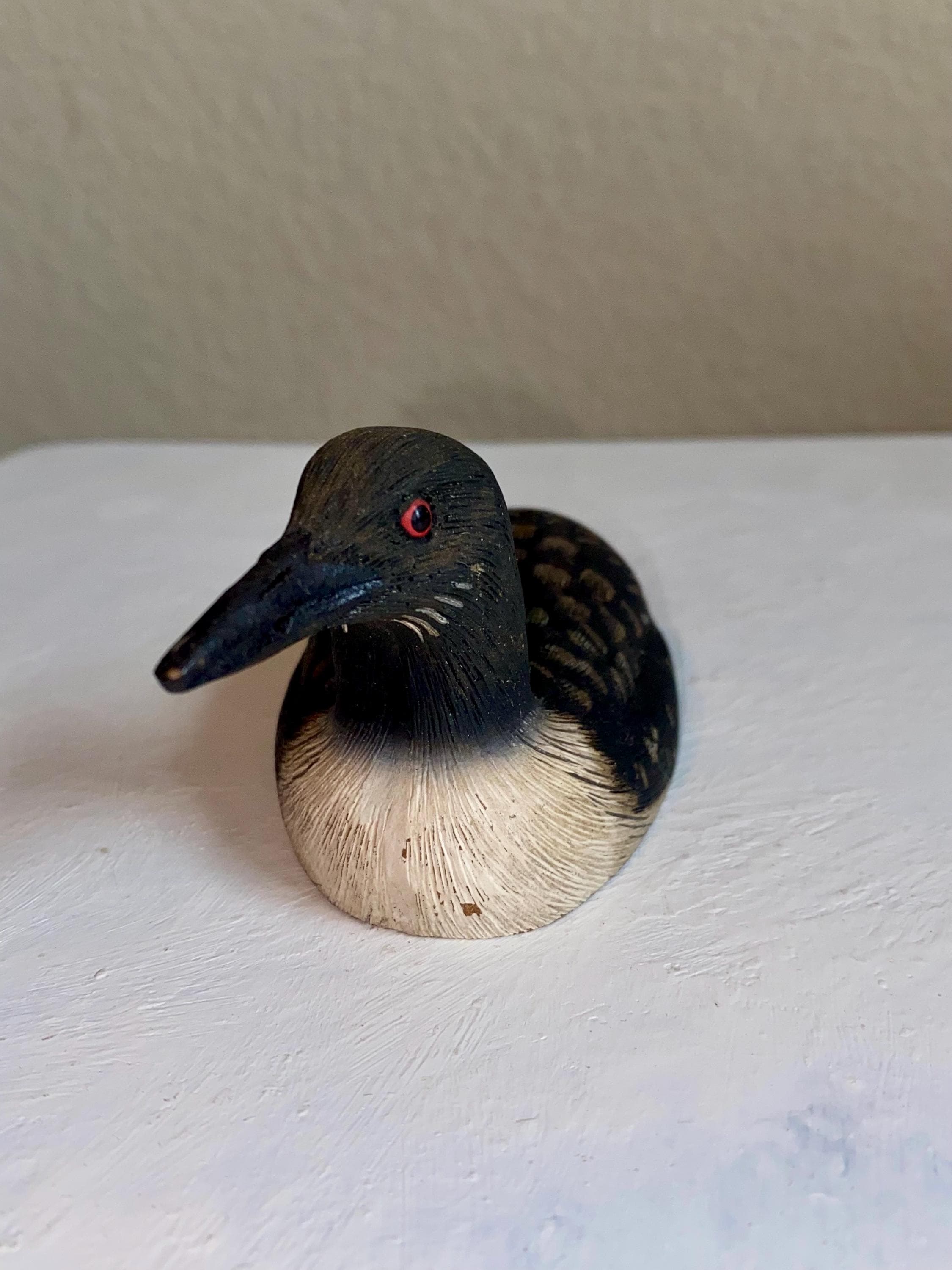 Vintage Handmade/hand Painted Wooden Loon - Loon Figurine - Rustic ...