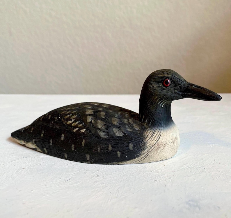 Vintage Handmade/hand Painted Wooden Loon - Loon Figurine - Rustic ...