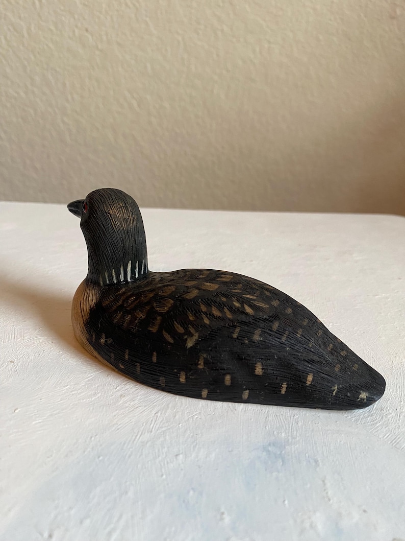 Vintage Handmade/hand Painted Wooden Loon - Loon Figurine - Rustic ...