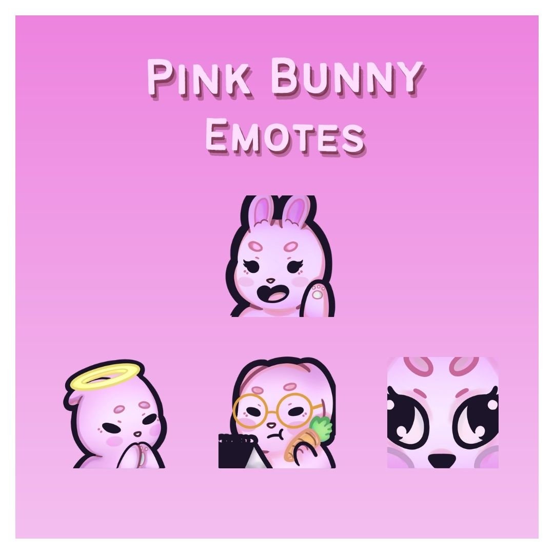 Pink Bunny Emotes pack of 4 Emotes - Etsy