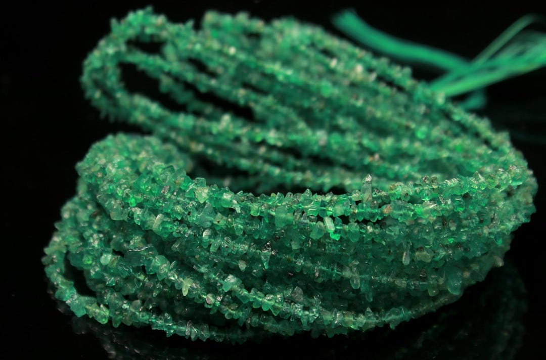Rare Darked Green Emerald Uncut Chips Beads,3-3.5 MM Natural Zambian ...