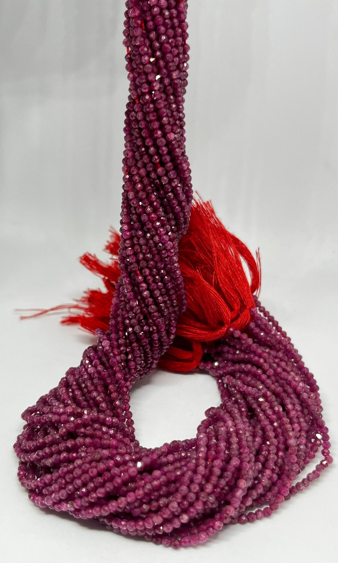 RUBY BEADS , Natural Ruby Beads , 2mm Beads , 40 Cm , Faceted Rondellel ...