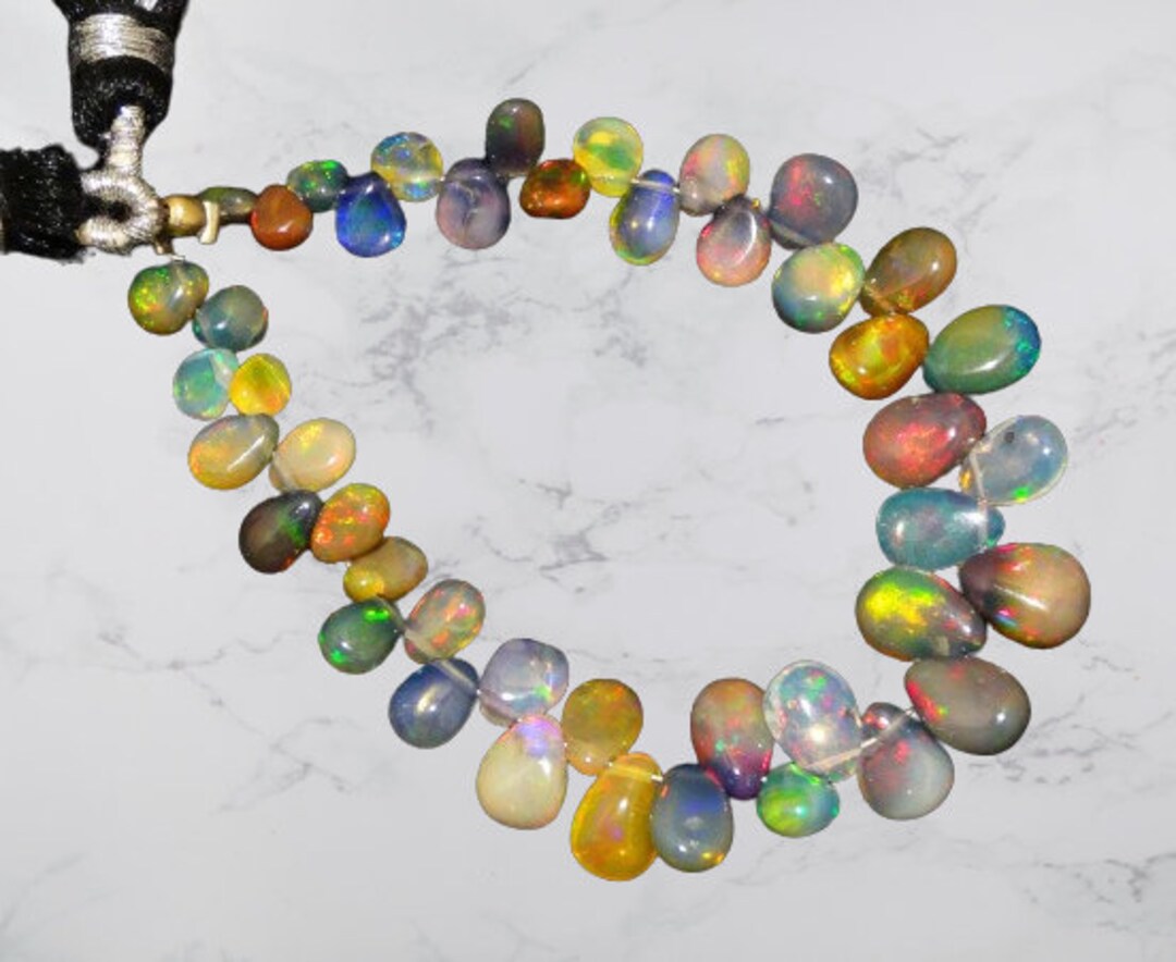 Natural Ethiopian Welo Opal Pear Shape, Full Strand Color Rainbow ,ethiopian Welo Opal. - Etsy