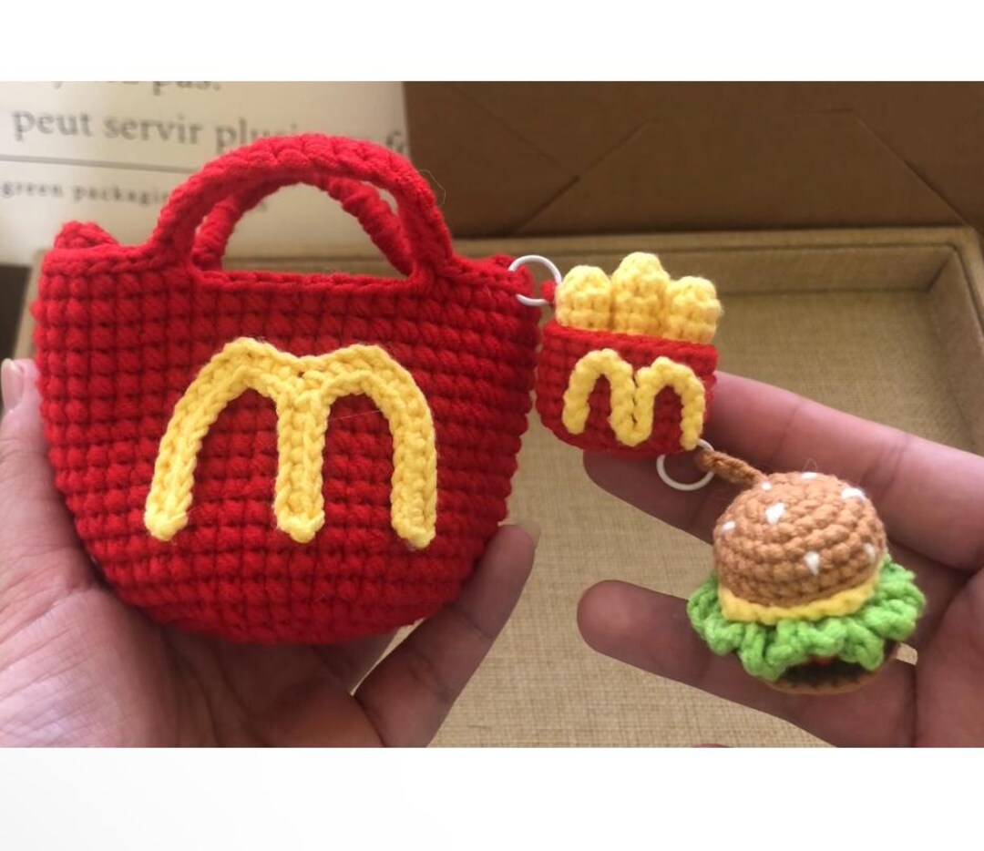 Crochet Mcdonald's Mini Crossbody Bag With Hamburger and Fried Chips ...