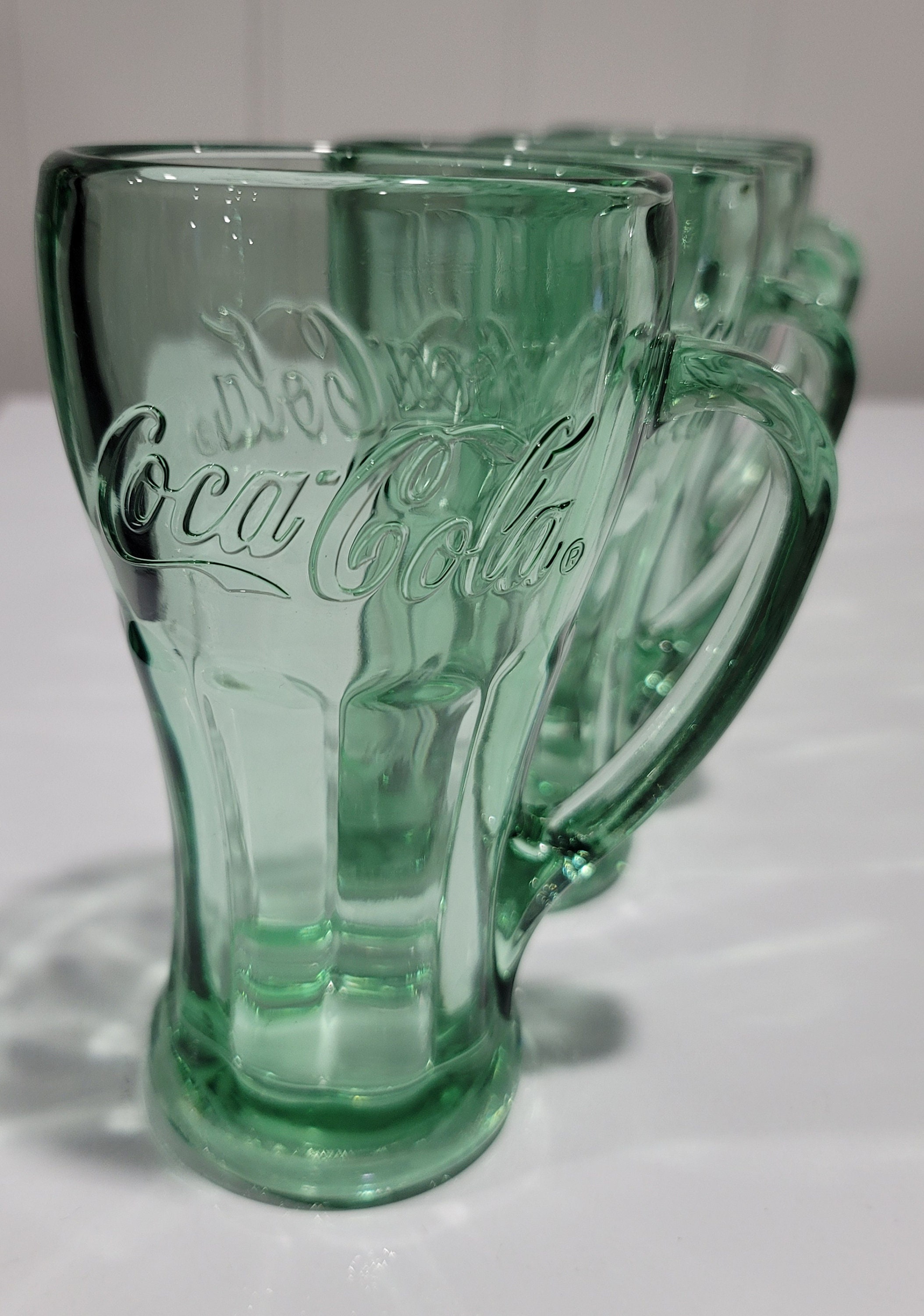 Vintage Libbey Coca-cola Green Glass Mugs, Vtg Set of 4 Heavy Water ...