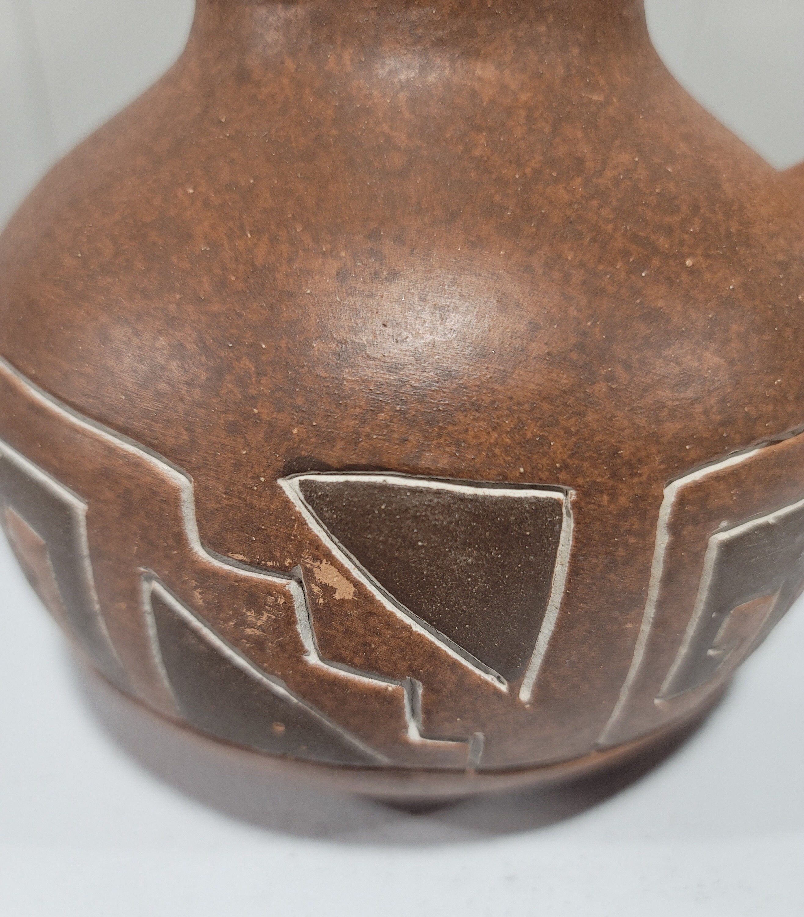 Vintage Aztec Style Pitcher Vase, Vtg Handmade Mexican Pitcher, Indoor ...