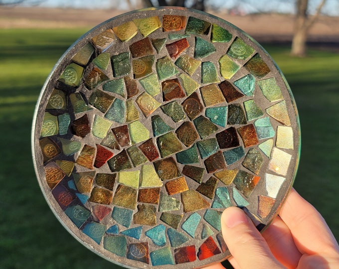 Colorful Mosaic Glass Bowl, Ecclectic Home Decor, Pretty Ring Dish, Vtg ...