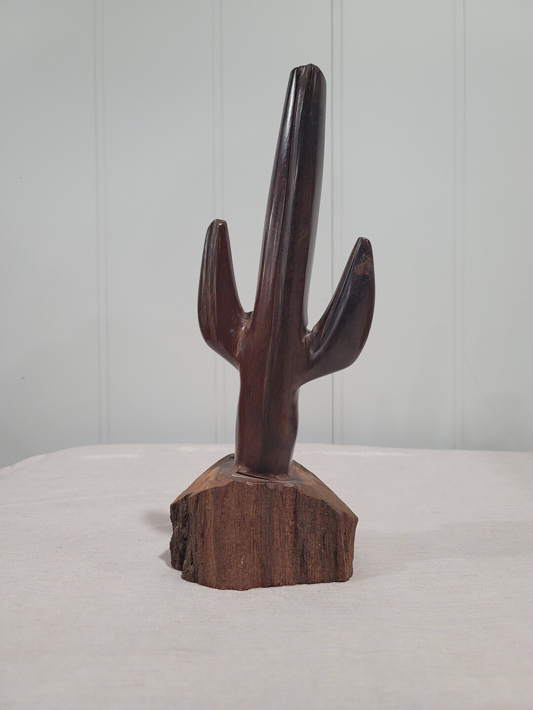 Vintage Ironwood Cactus Sculpture, Vtg Carved Wood Shelf Decor, Mcm ...