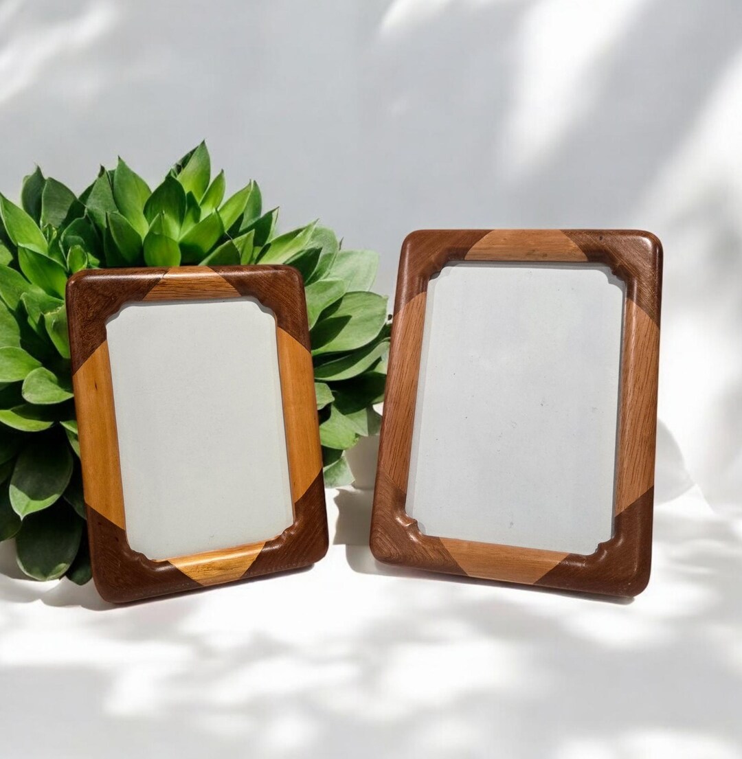 Vintage Solid Wood Picture Frames, Mcm Home Decor, 5 7 Photo Frames, 4 ...
