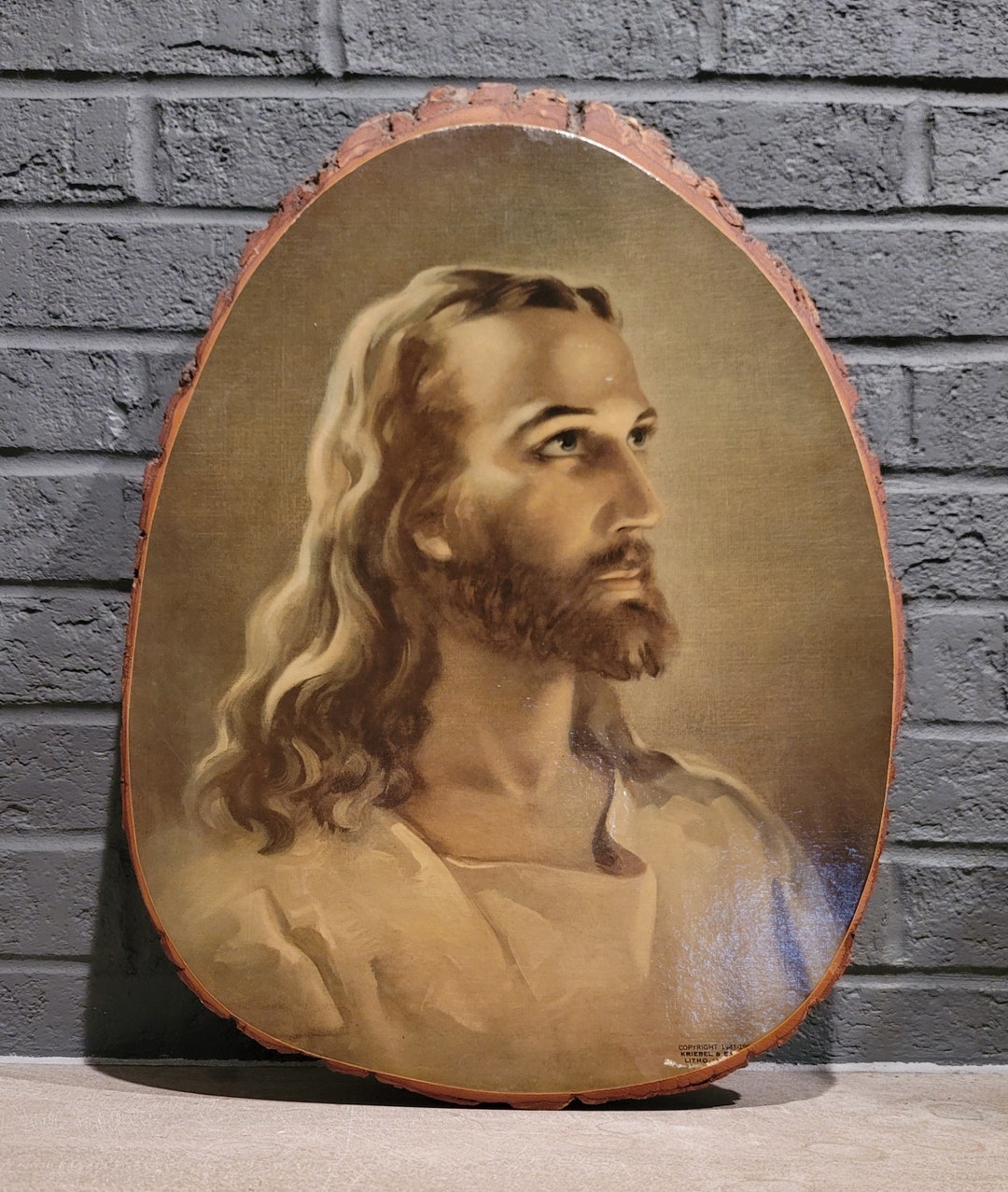 Vintage Large Jesus Portrait, Religious Art, Mcm Home Decor, Live Edge ...