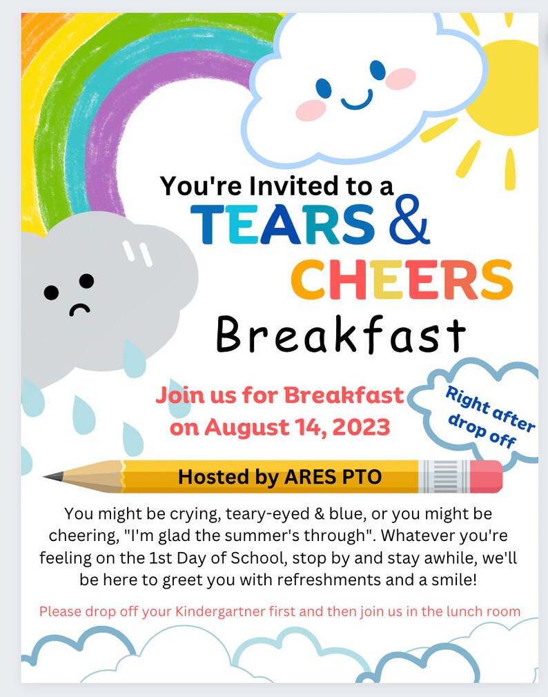 EDITABLE Tears & Cheers Breakfast Flyer/fb Post Template CANVA - Etsy