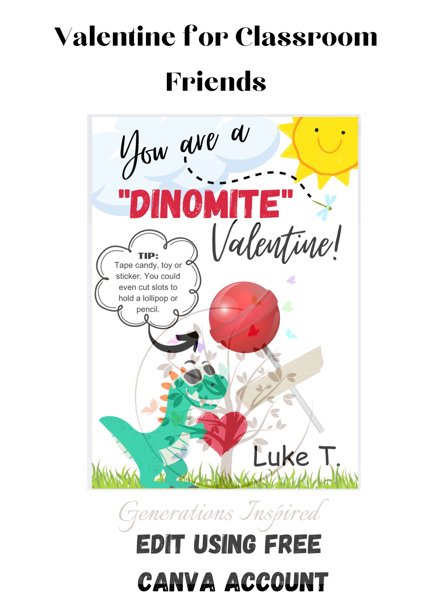 Class Valentine’s Card EDITABLE TEMPLATE - CANVA - Etsy