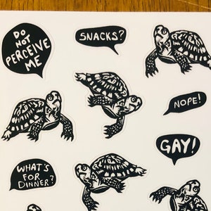 Grumpy Turtle Sticker Sheet Weatherproof and Waterproof - Etsy