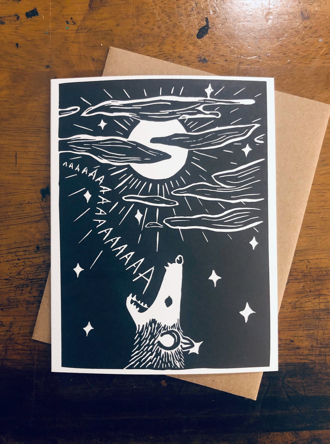 Screaming at the Moon - Possum Greeting Card, 100% Recycled, Opossum ...