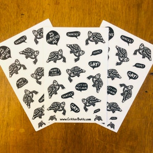 Grumpy Turtle Sticker Sheet Weatherproof and Waterproof - Etsy
