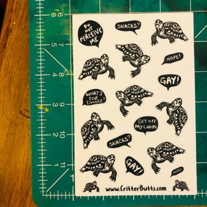 Grumpy Turtle Sticker Sheet Weatherproof and Waterproof - Etsy