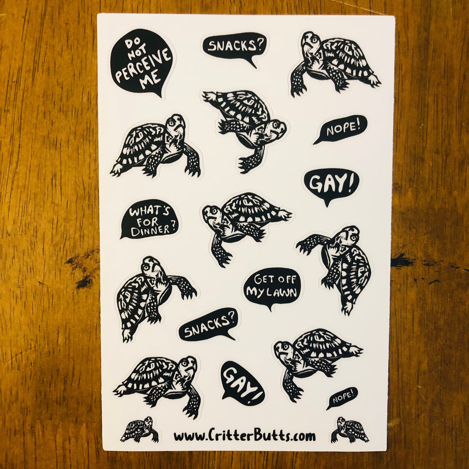 Grumpy Turtle Sticker Sheet - Weatherproof and Waterproof - Etsy