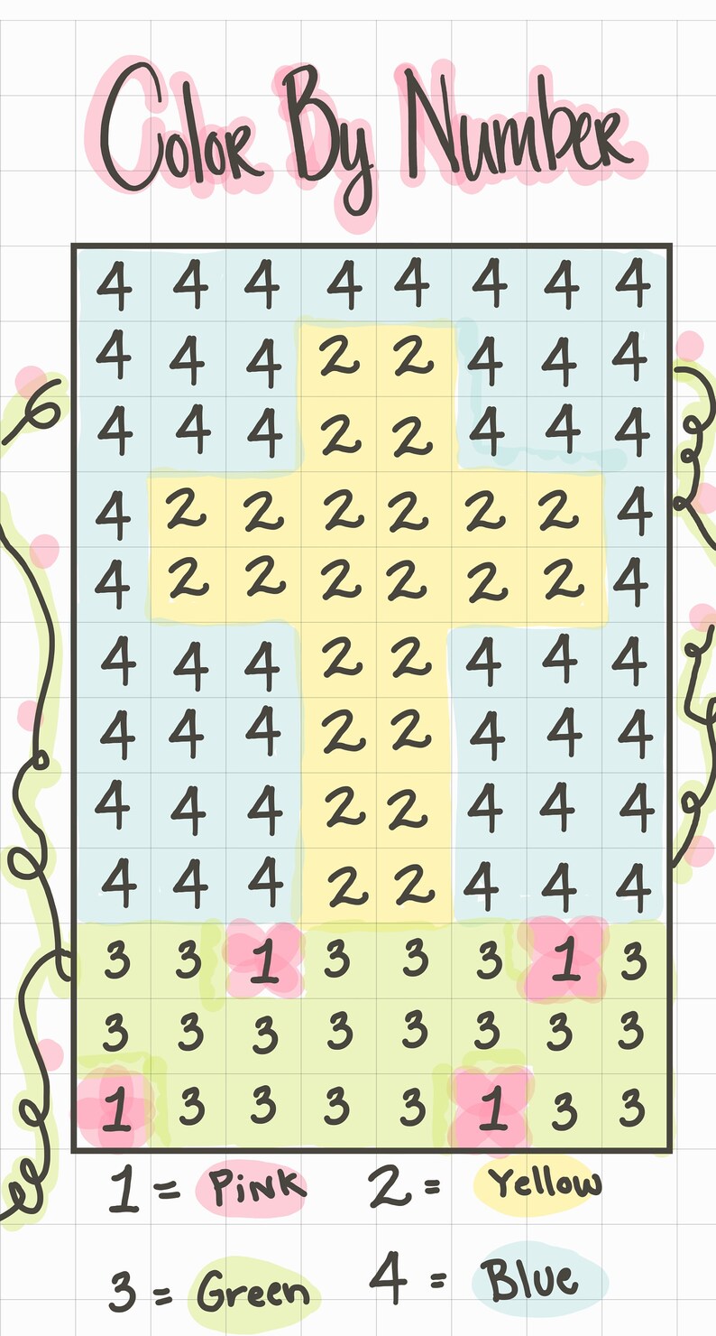 Color by Number - Cross - Pdf Download - Jesus Worksheet - Sunday ...