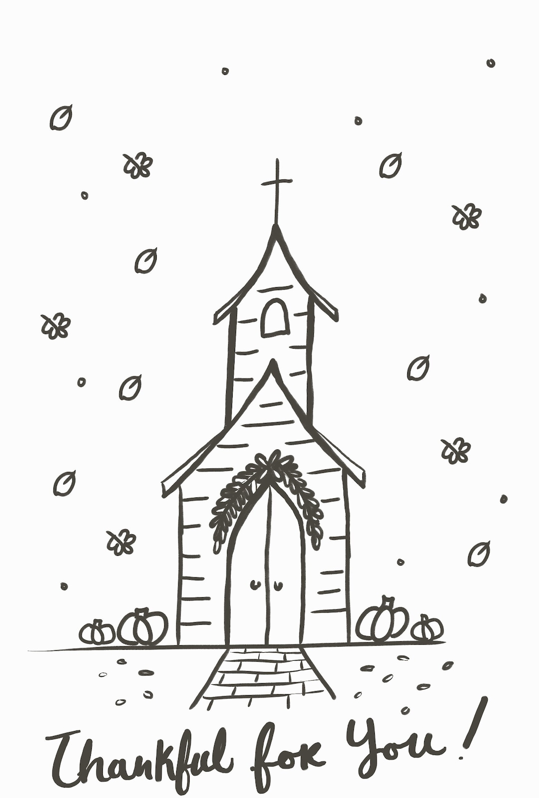 Thankful Fall Church Coloring Page Jesus Art Pdf Printable Fall ...