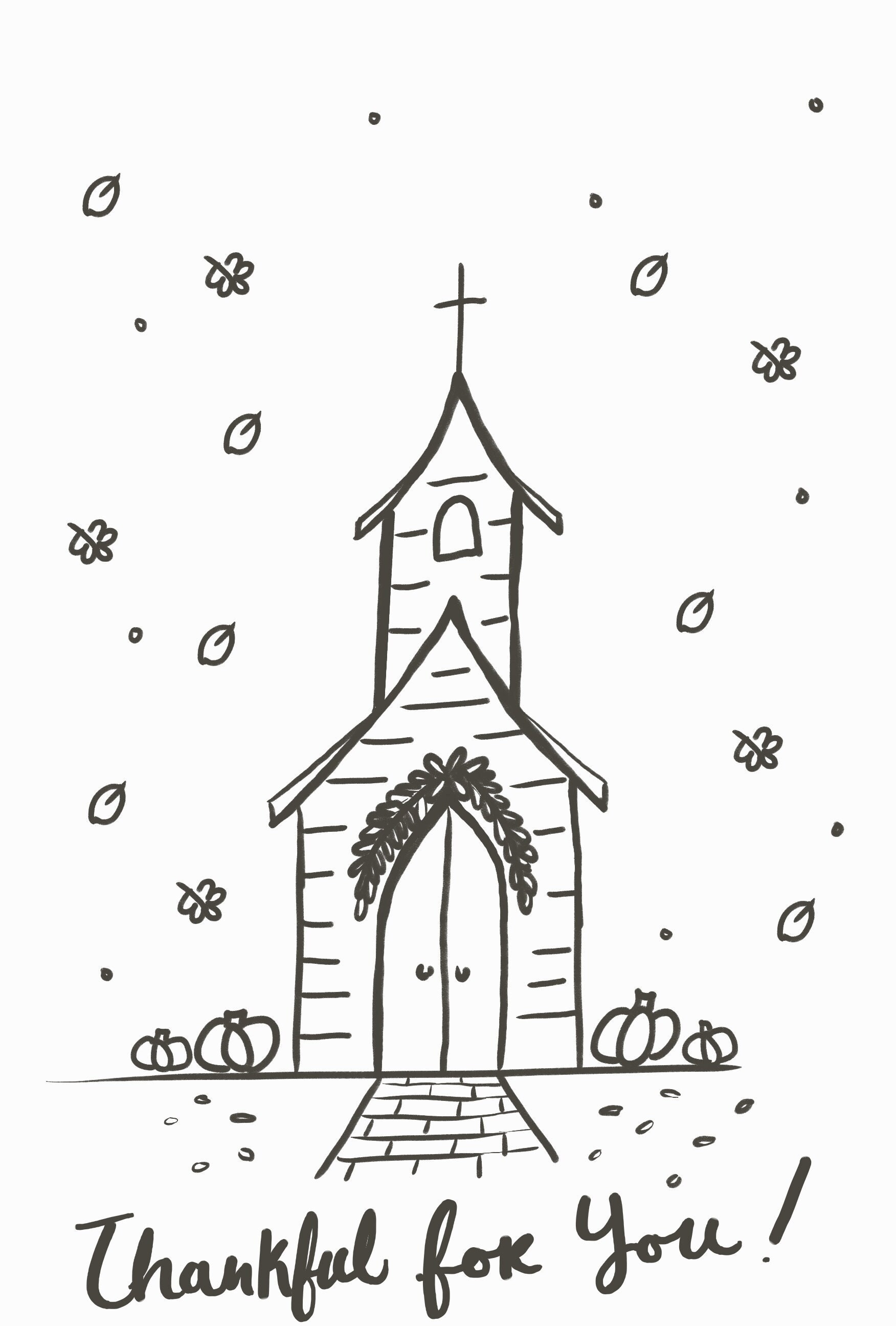 Thankful Fall Church Coloring Page Jesus Art Pdf Printable Fall ...
