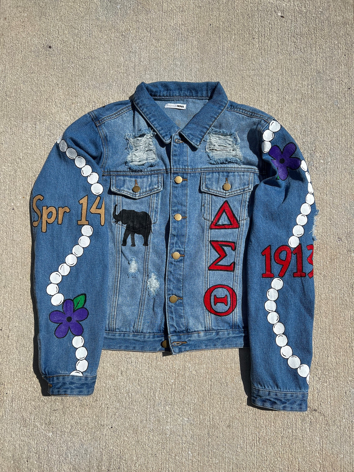 Delta Sigma Theta Inspired Jean Jacket - Etsy
