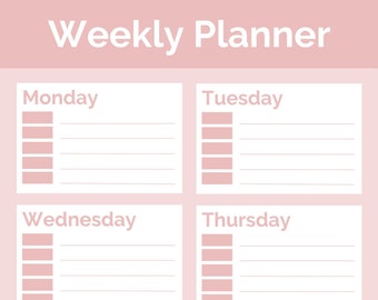 Printable Weekly Planner Pink and Purple Minimilist - Etsy