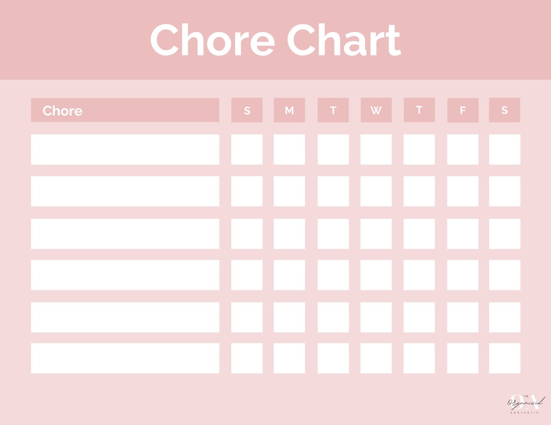 Chore Chart Landscape Pink - Etsy