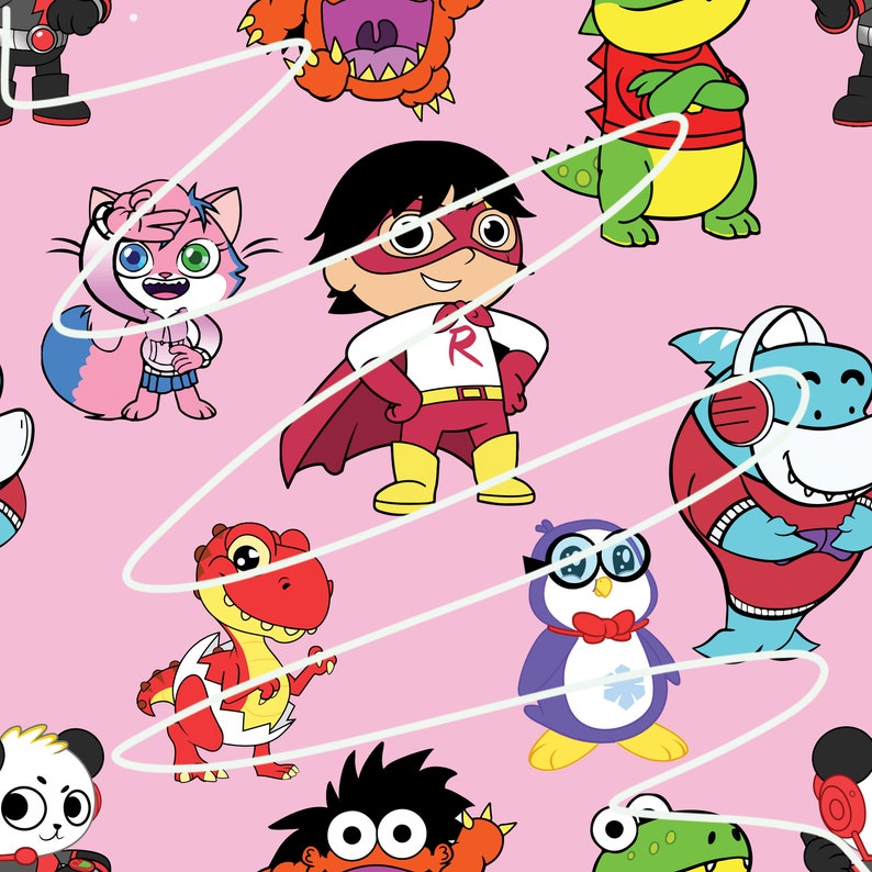 Ryan's World Seamless File, TV Characters, Digital File, Green and Pink ...
