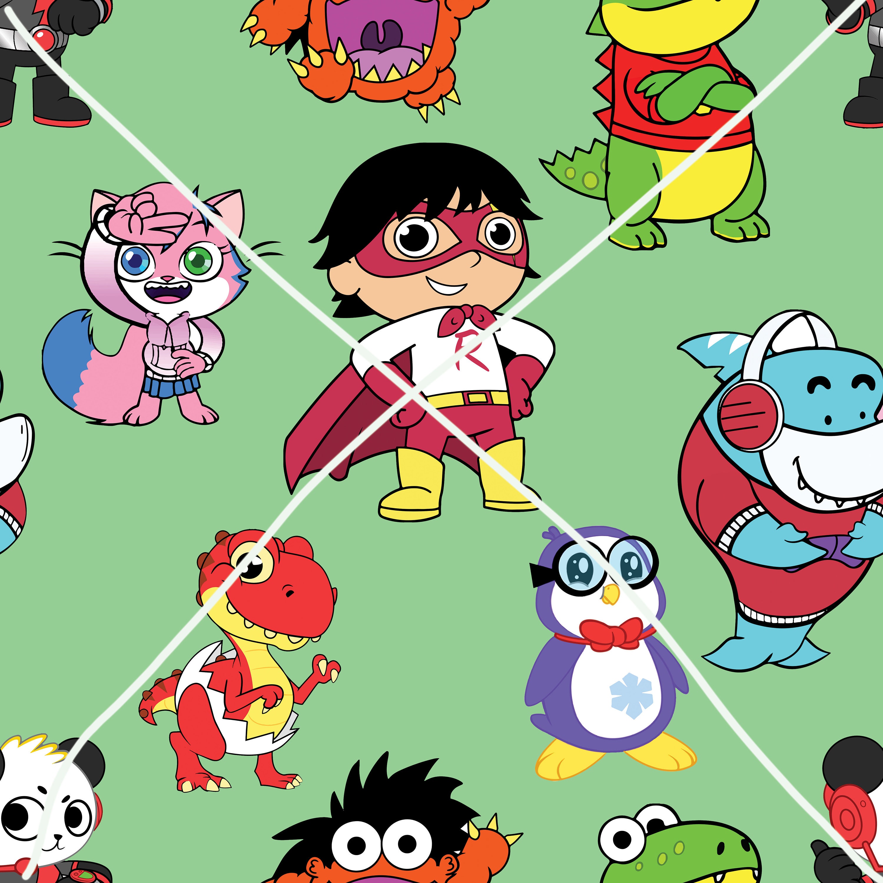 Ryan's World Seamless File, TV Characters, Digital File, Green and Pink ...