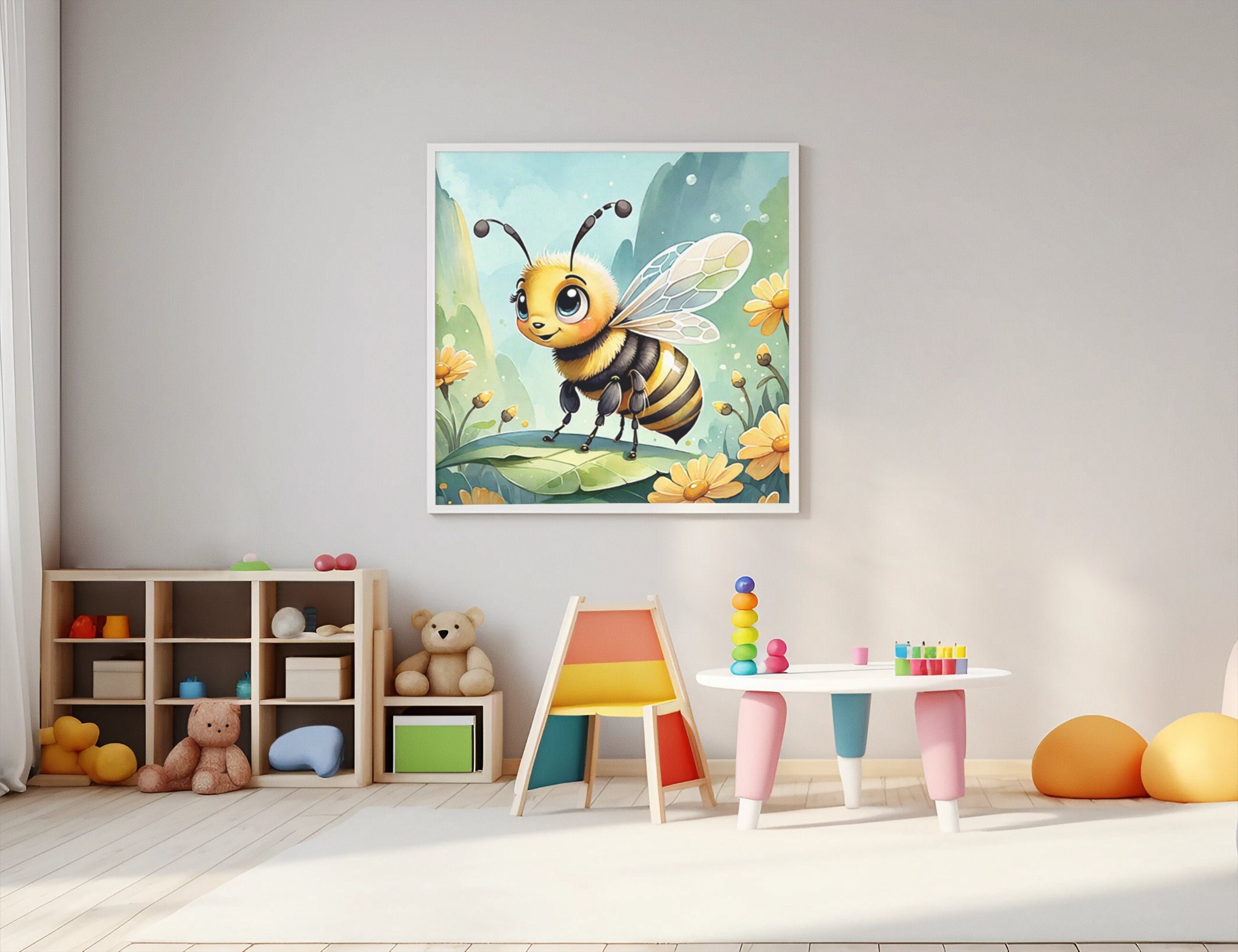 Bumble Bee Cute Watercolor Poster// Childs Room Poster //bumble Bee ...