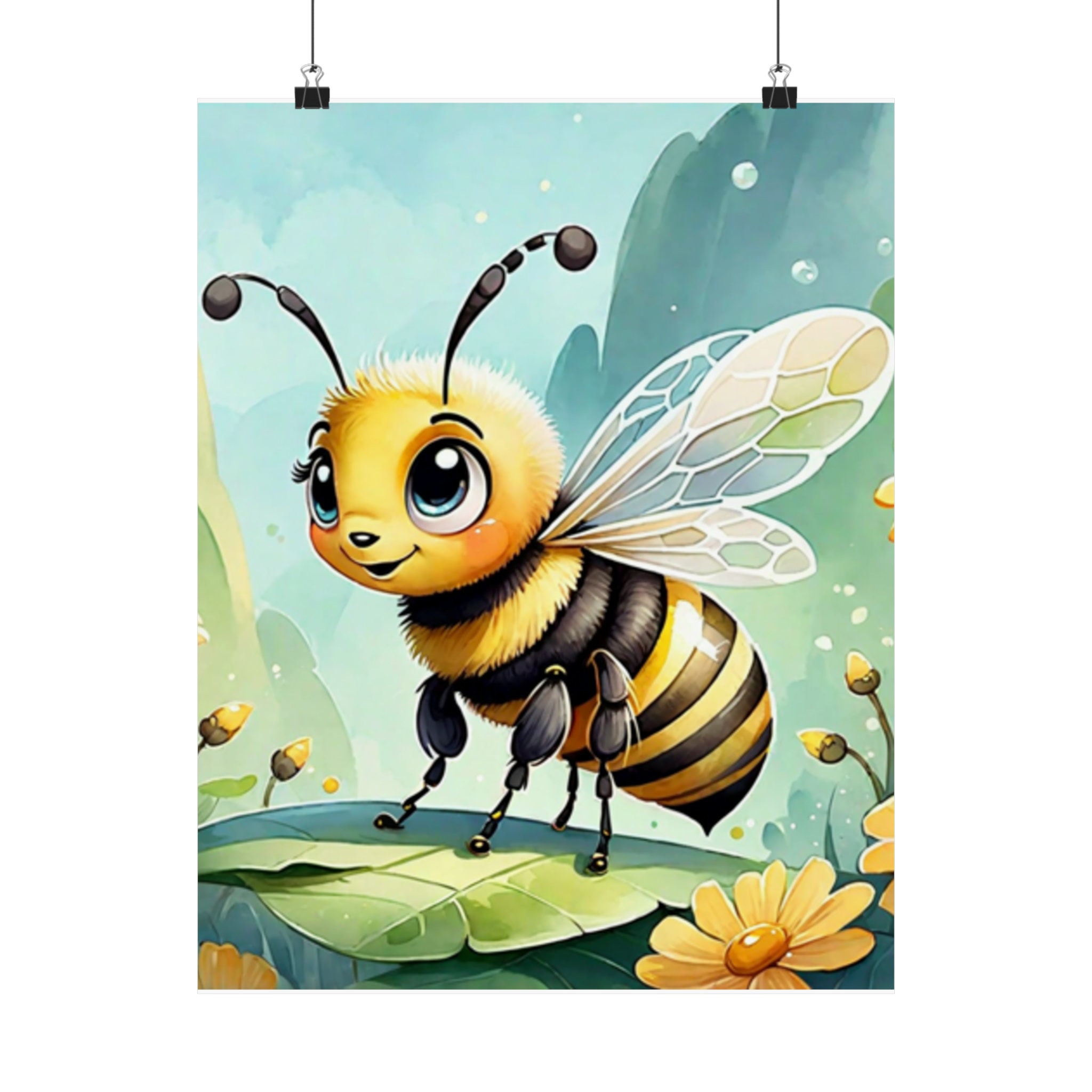 Bumble Bee Cute Watercolor Poster// Childs Room Poster //bumble Bee ...