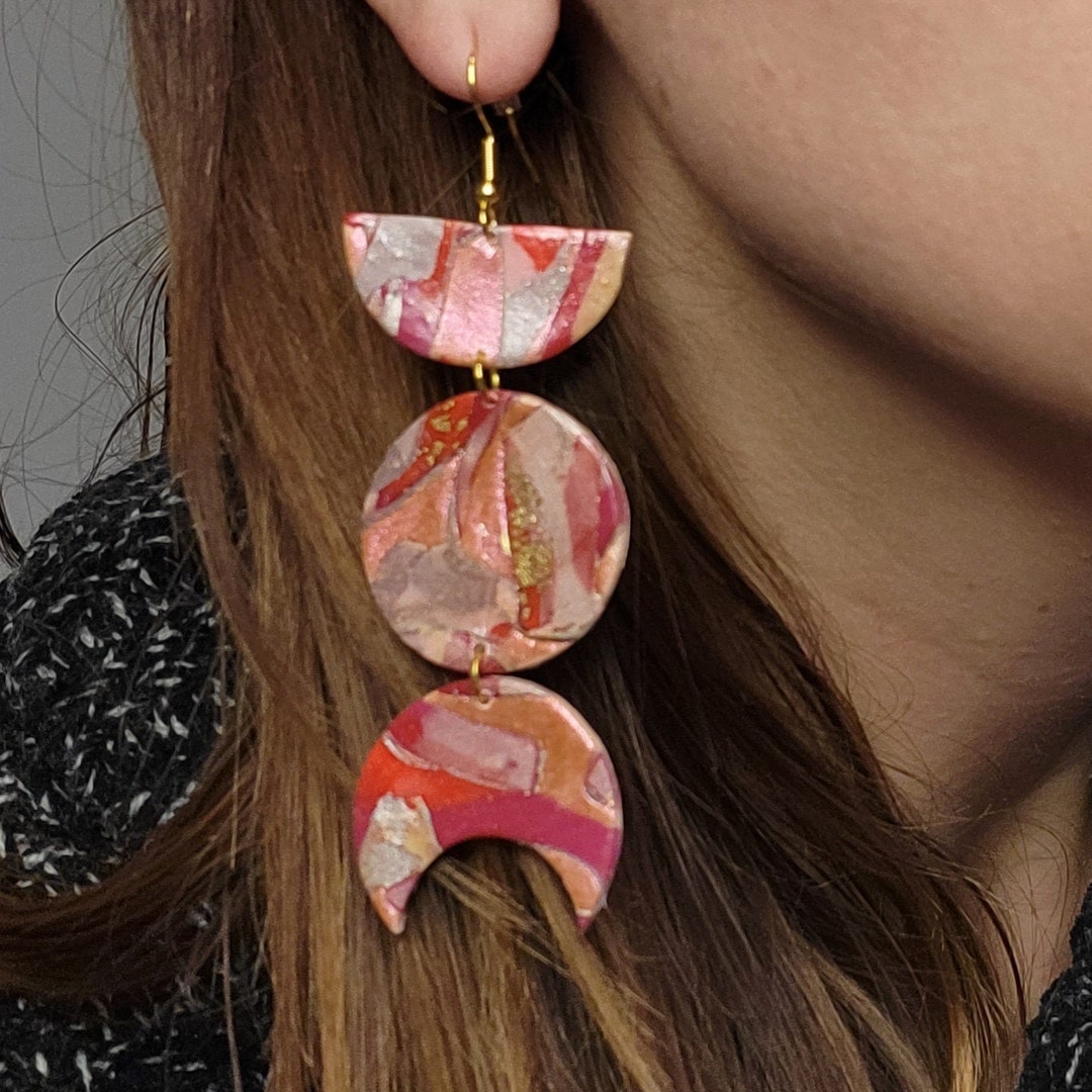 Candyland ONE of a KIND Moon Phase Earrings--hypoallergenic, Handmade ...