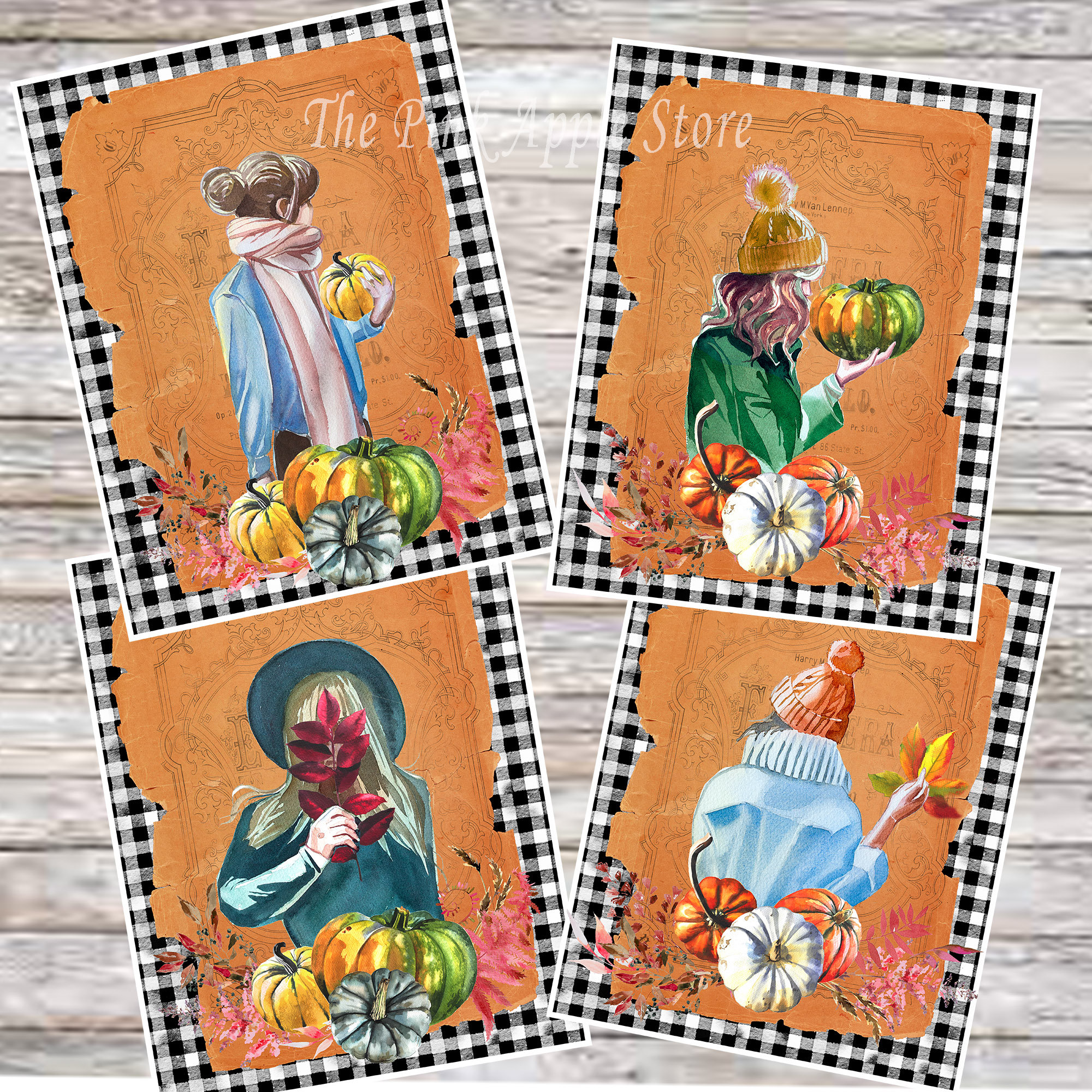Girls of Autumn Printable Paper Pack Collage Paper Paper - Etsy
