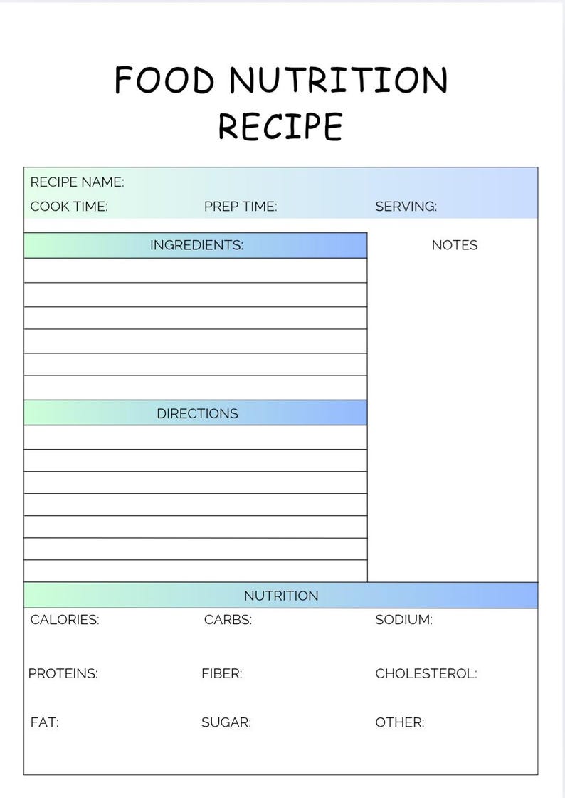 Nutritional Journal - Etsy