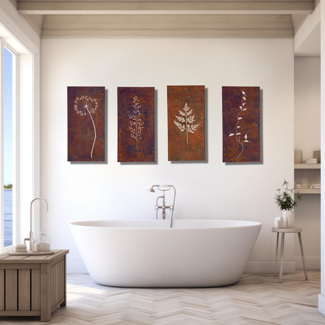 Rustic Modern Metal Wall Art | Nature Inspired Flower Decor for ...