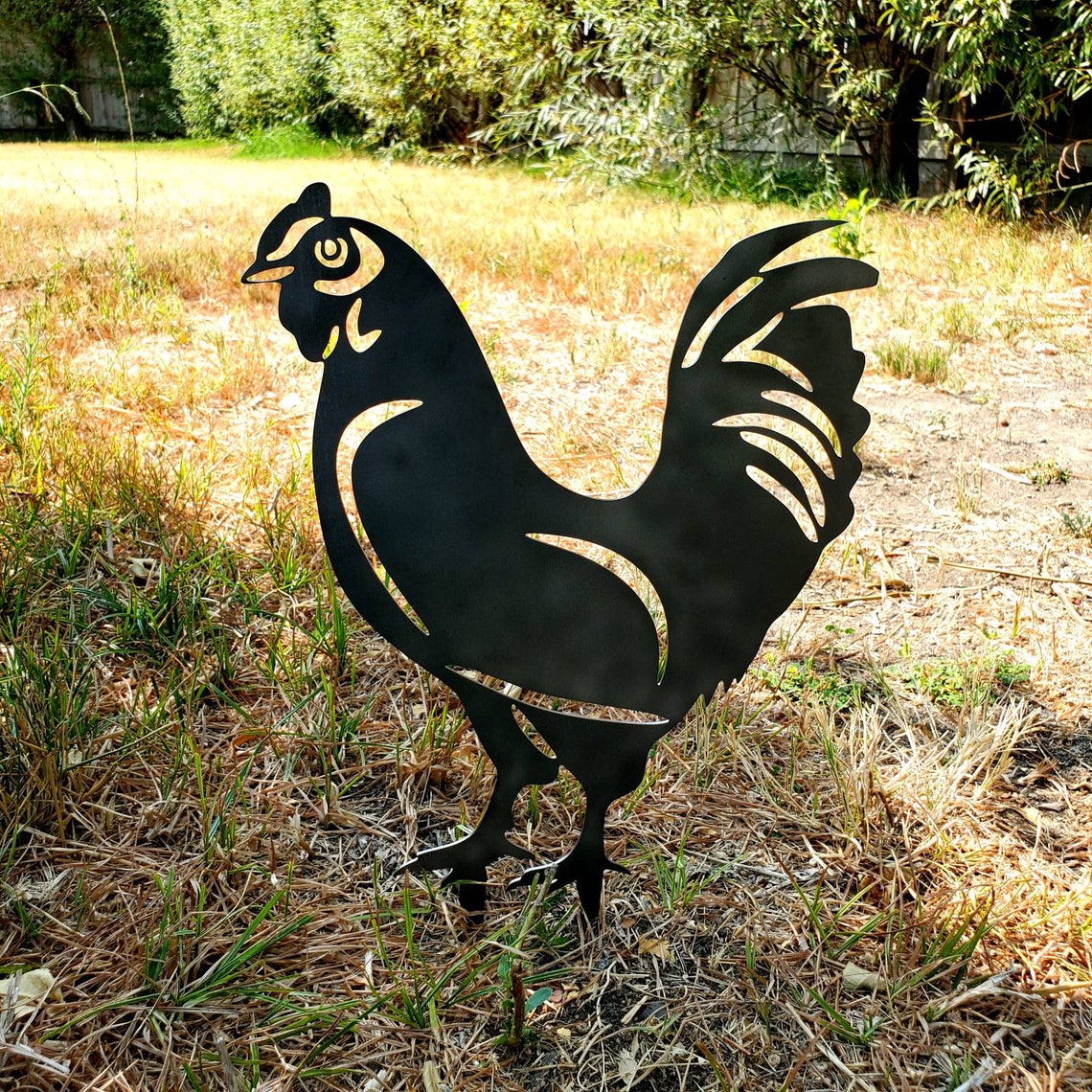 Metal Chicken Yard Art/ Rusty Hen / Chicken Garden Decor / | Etsy