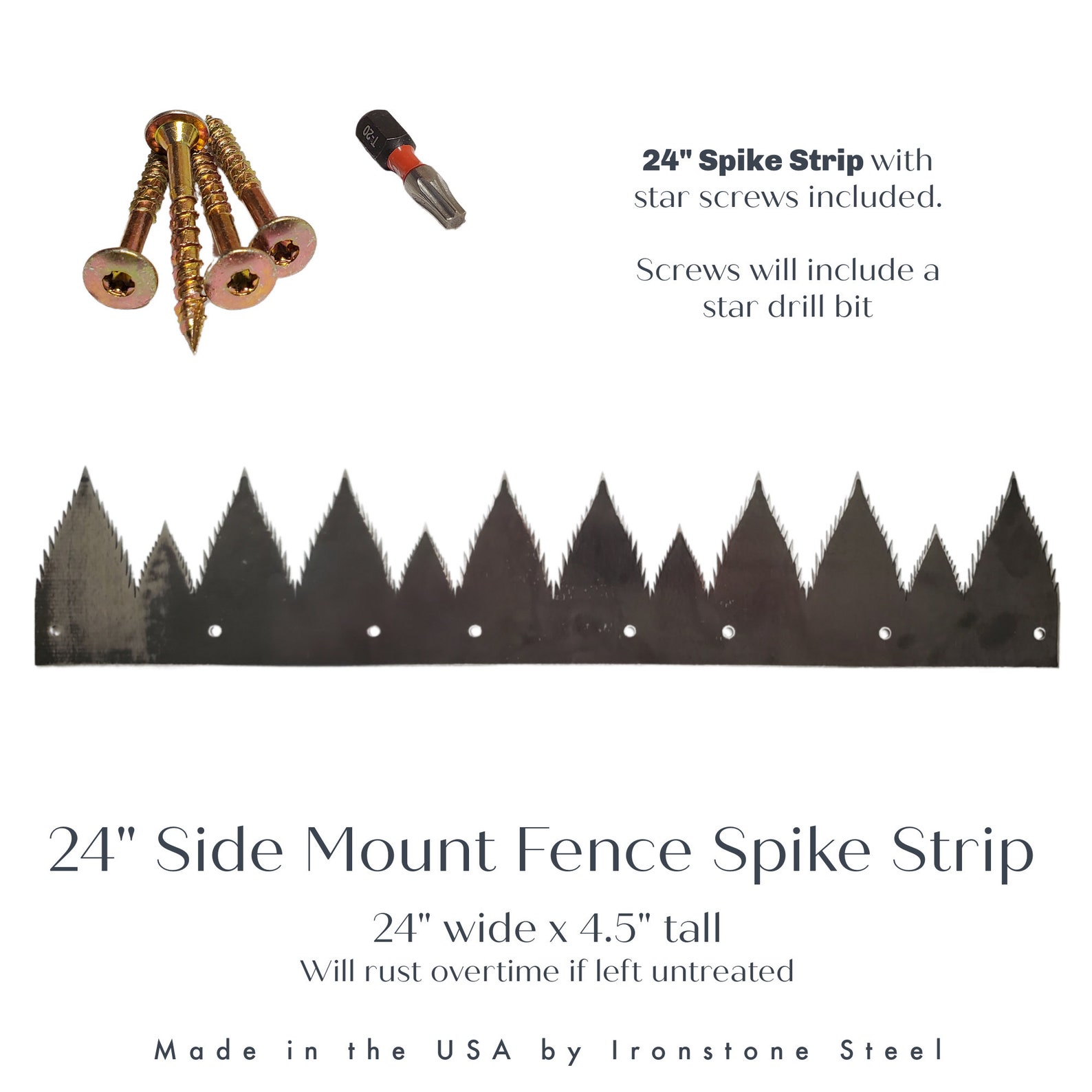 24" Long Side Mount Metal Security Fence Wall Spikes | Anti-climb Fence ...