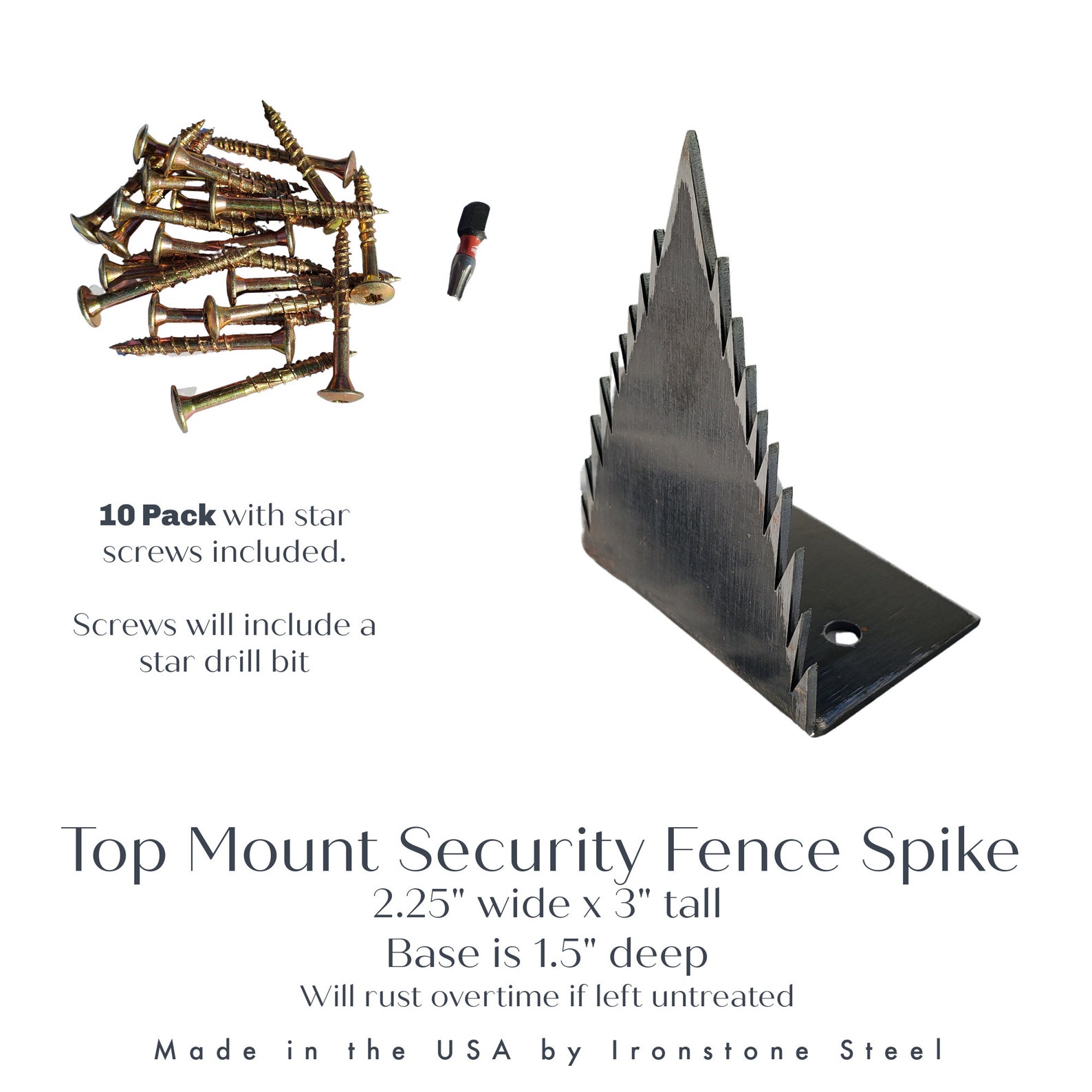 Top Mount Metal Security Fence Wall Spikes Set of 10 | Anti-climb Fence ...