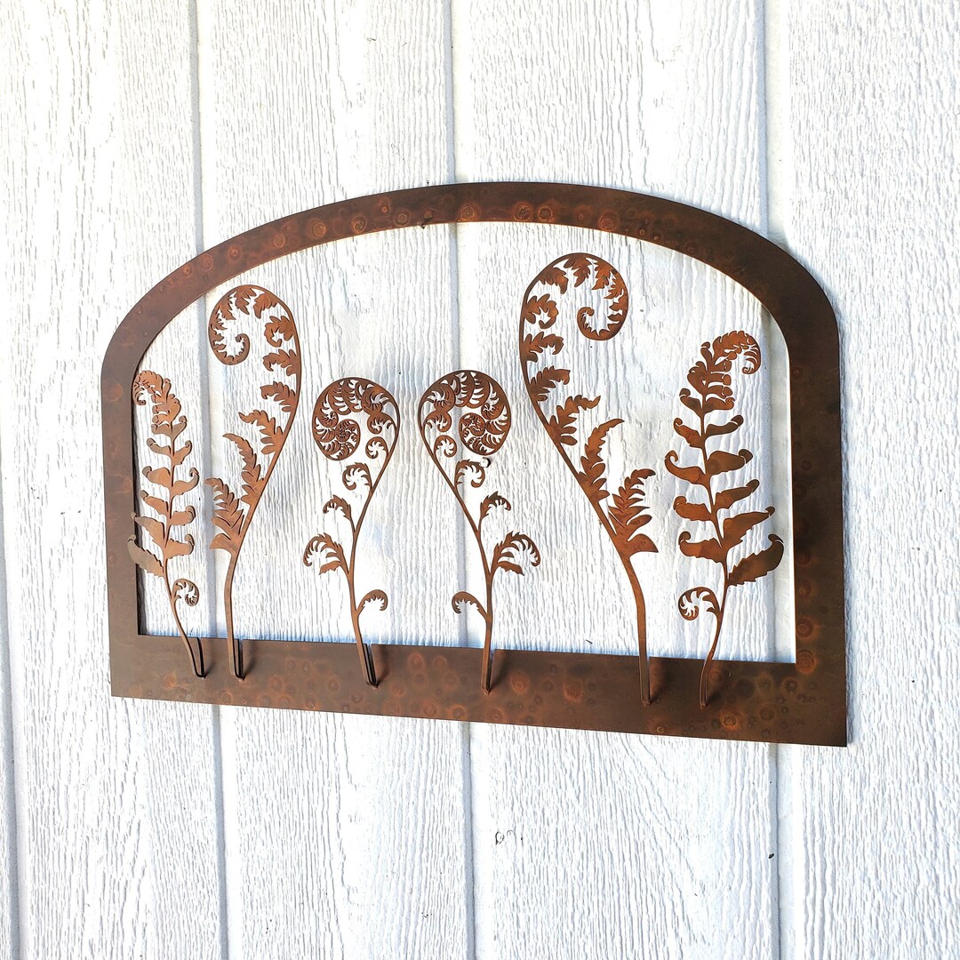 Rusted Metal Fiddlehead Fern Wall Art for Patio | Porch Decoration ...