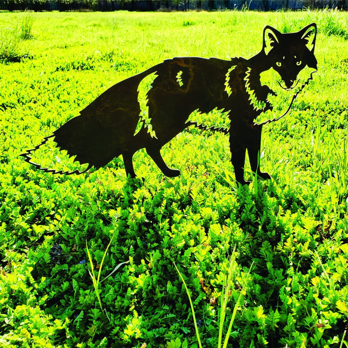 Rusted Metal Fox Yard Art Lawn Stake - Etsy
