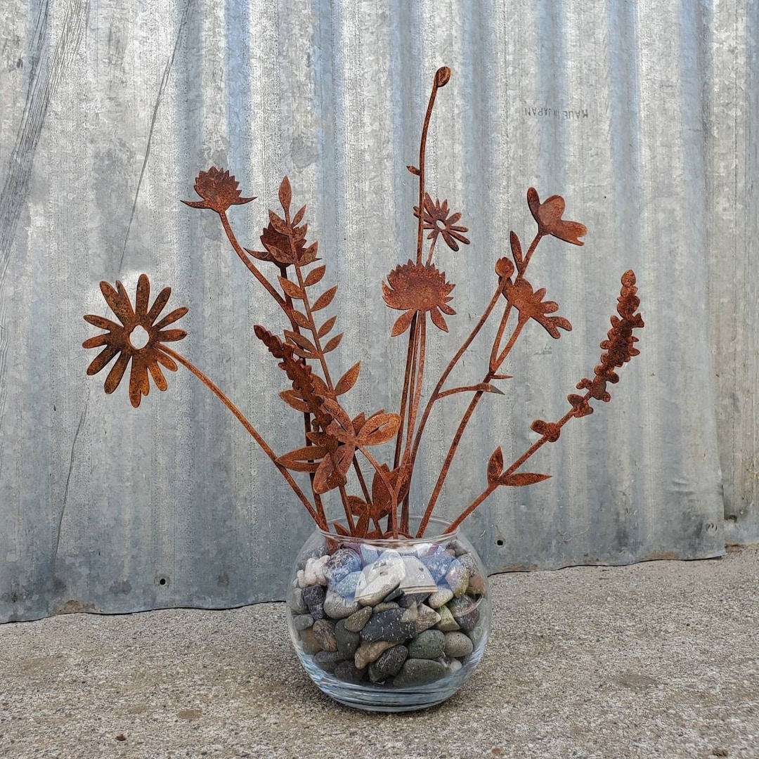 Rusty Flowers Bouquet Gift - Wildflowers for Plant Pot Decoration ...