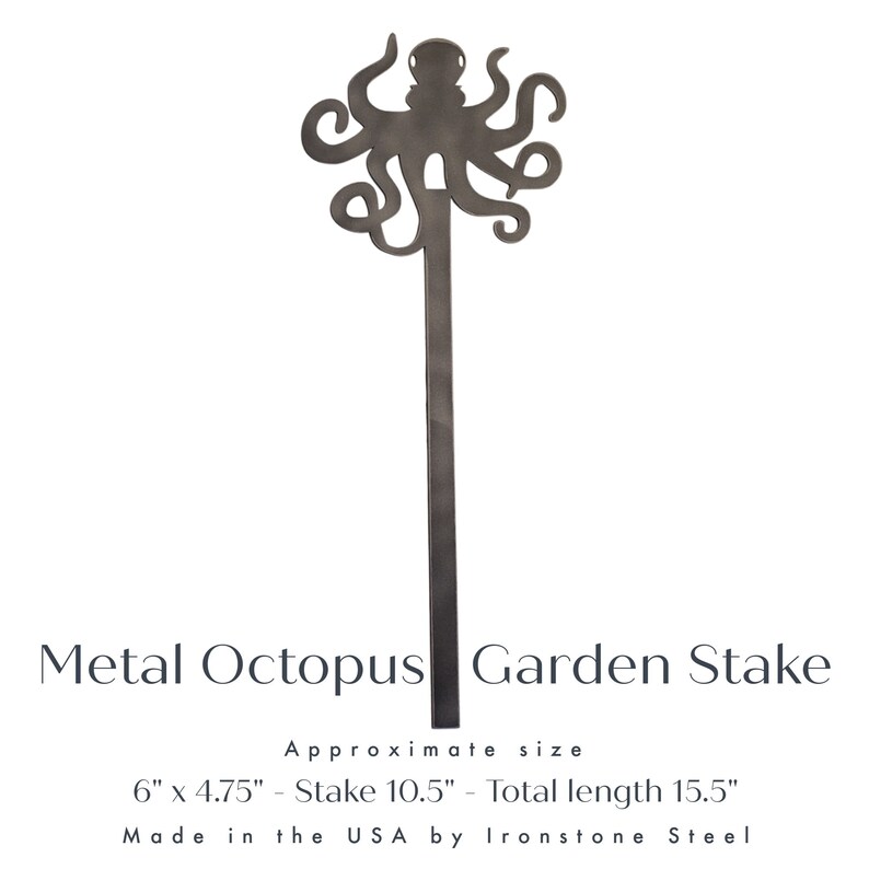 Octopus Planter Pick | Ocean Life Garden Stake | Rusted Metal Beach Art ...