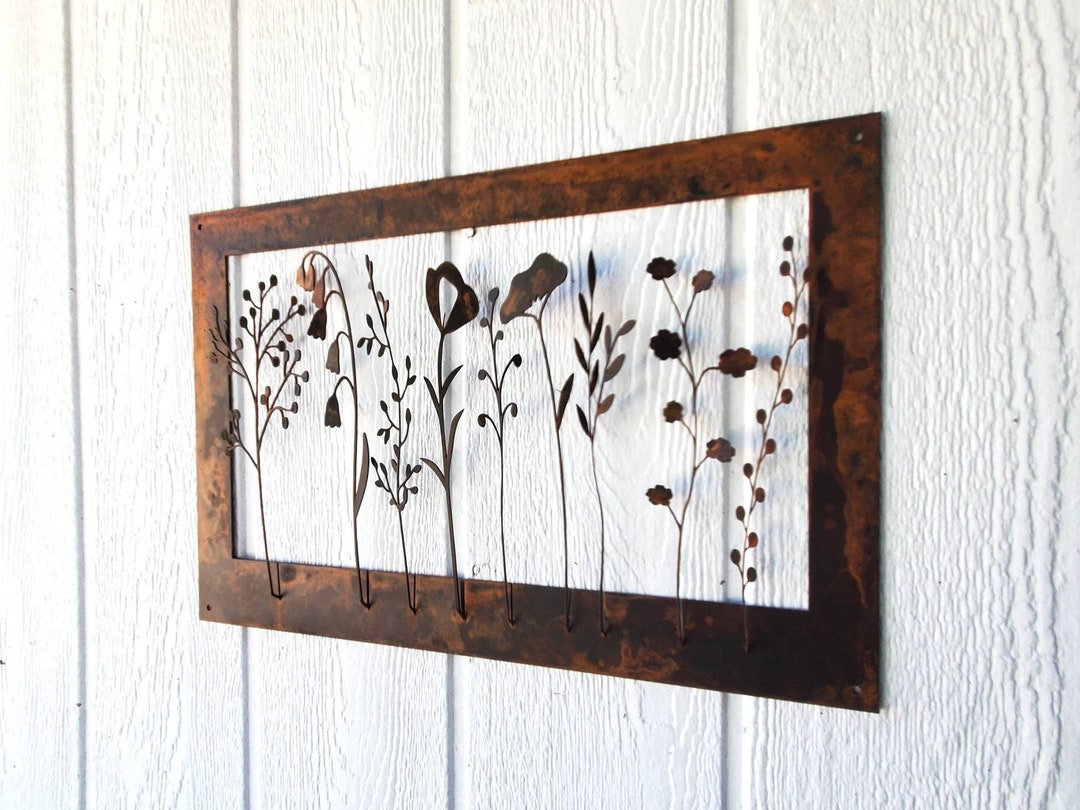 Rustic Modern 3D Metal Wildflowers Wall Art for Home and Garden Decor ...