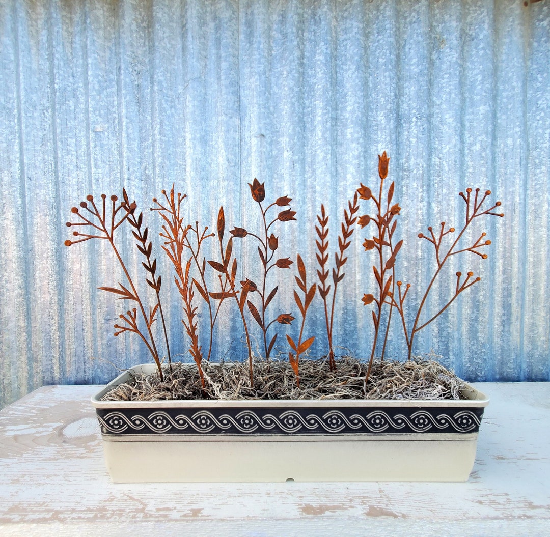 Rusty Flowers Bouquet - Wildflowers for Plant Pot Decoration - Rusted ...